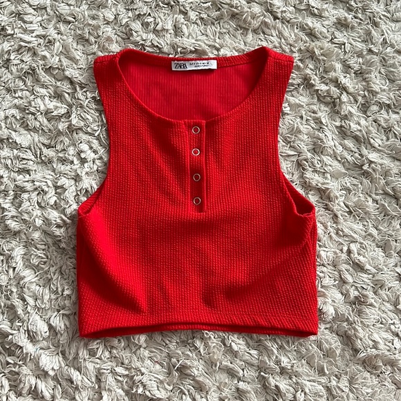 Zara | Tops | Red Button Top | Poshmark
